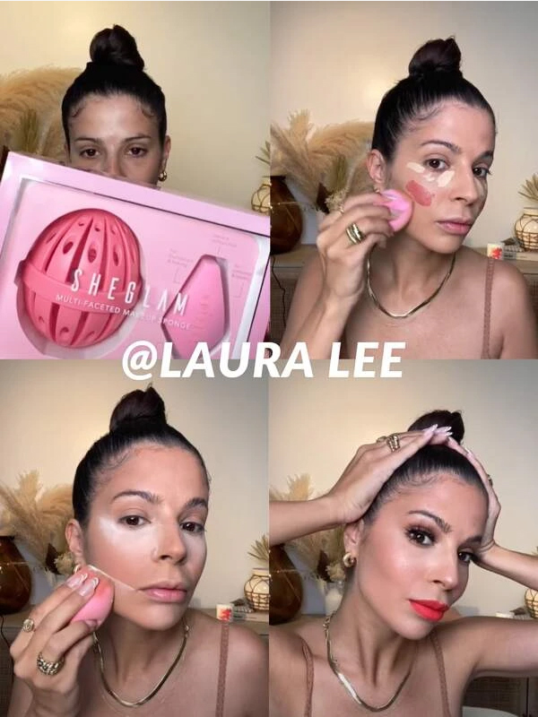 Burete de machiaj multifuncțional cu suport inclus - Roz - Amelia Sofia